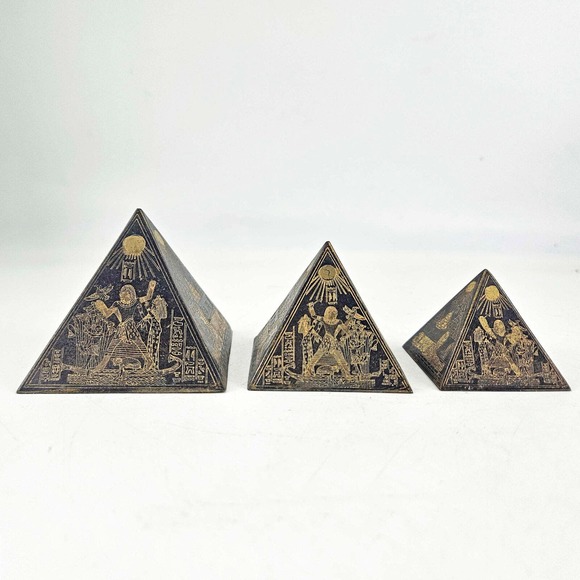 Accents | Set Of 3 Vintage Miniature Egyptian Pyramids Etched ...